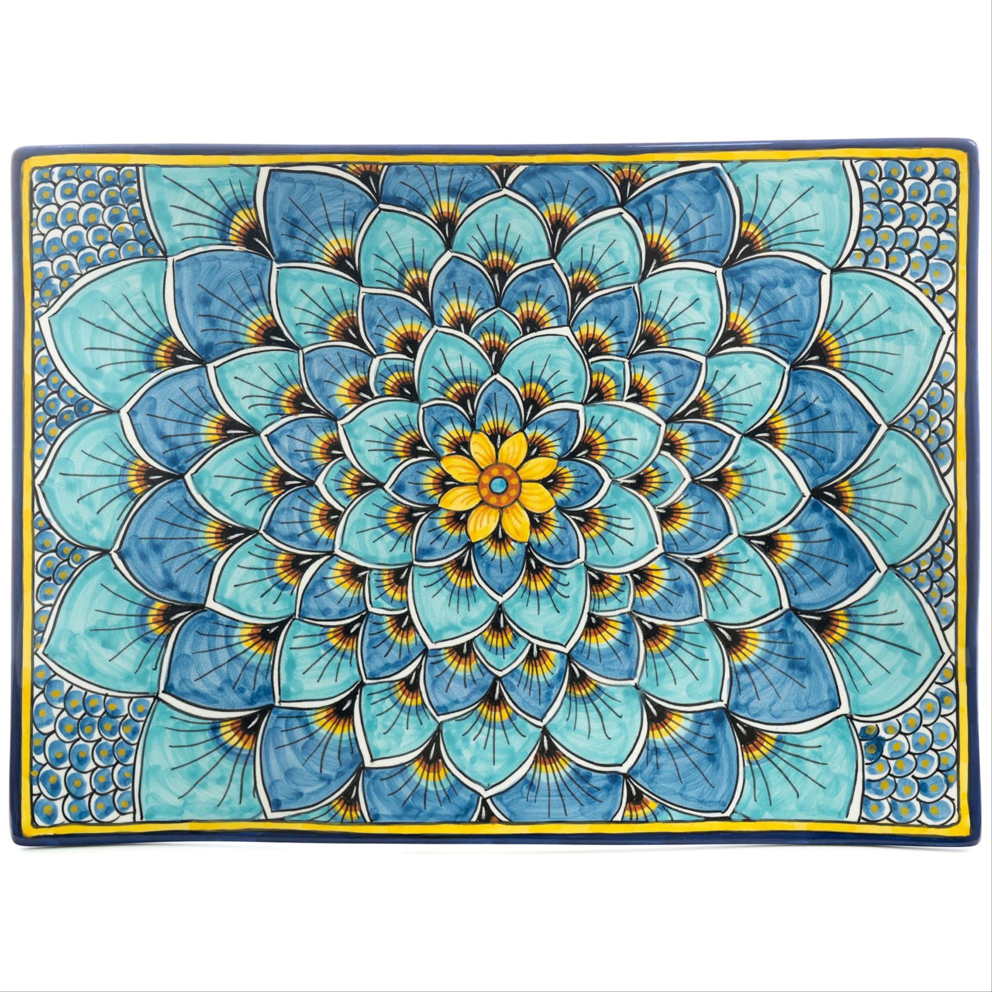 Geribi Wavy Platter 13.5x9.5 - (PG09) Blues – Biordi Art Imports