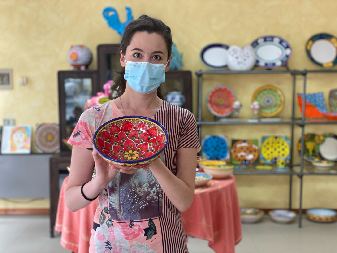 Geribi Wavy Platter 13.5x9.5 - (PG09) Blues – Biordi Art Imports